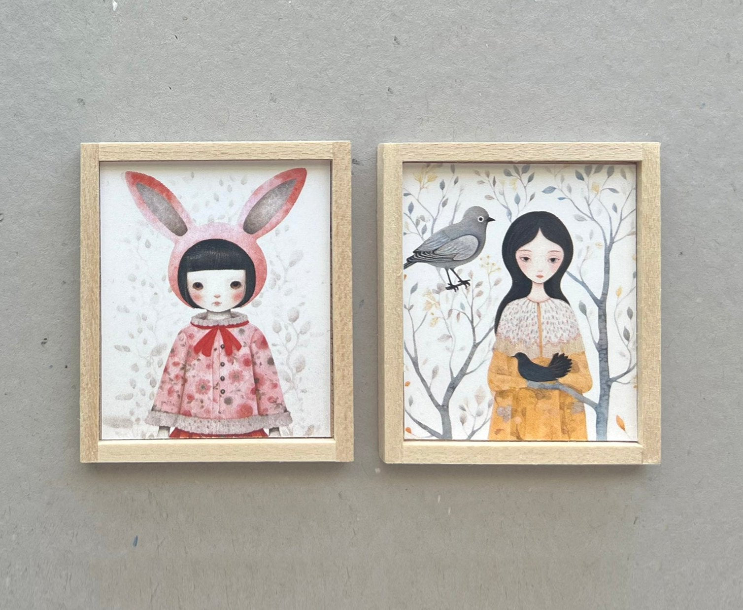 Dollhouse Miniature Art, Set of Two Miniature Dollhouse Portraits ...